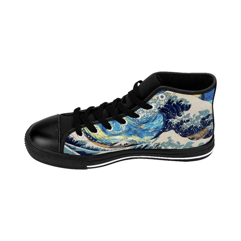 Van Gogh Great Wave Starry Night Custom Shoes, Men's High-top Sneakers ...