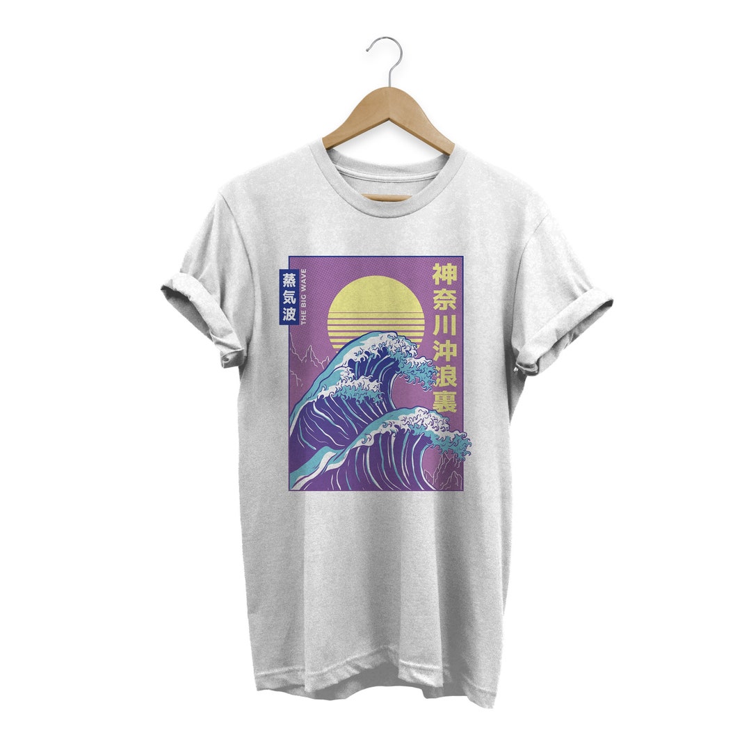 Big Wave Shirt, Vaporwave T-shirt, Japanese Aesthetic, Retrowave ...