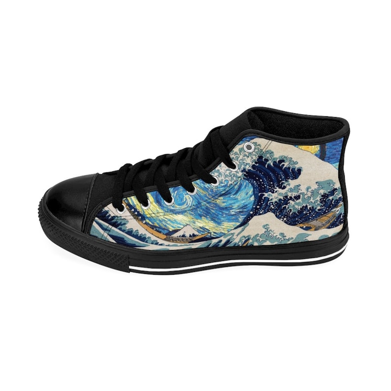 Van Gogh Great Wave Starry Night Custom Shoes Men's - Etsy