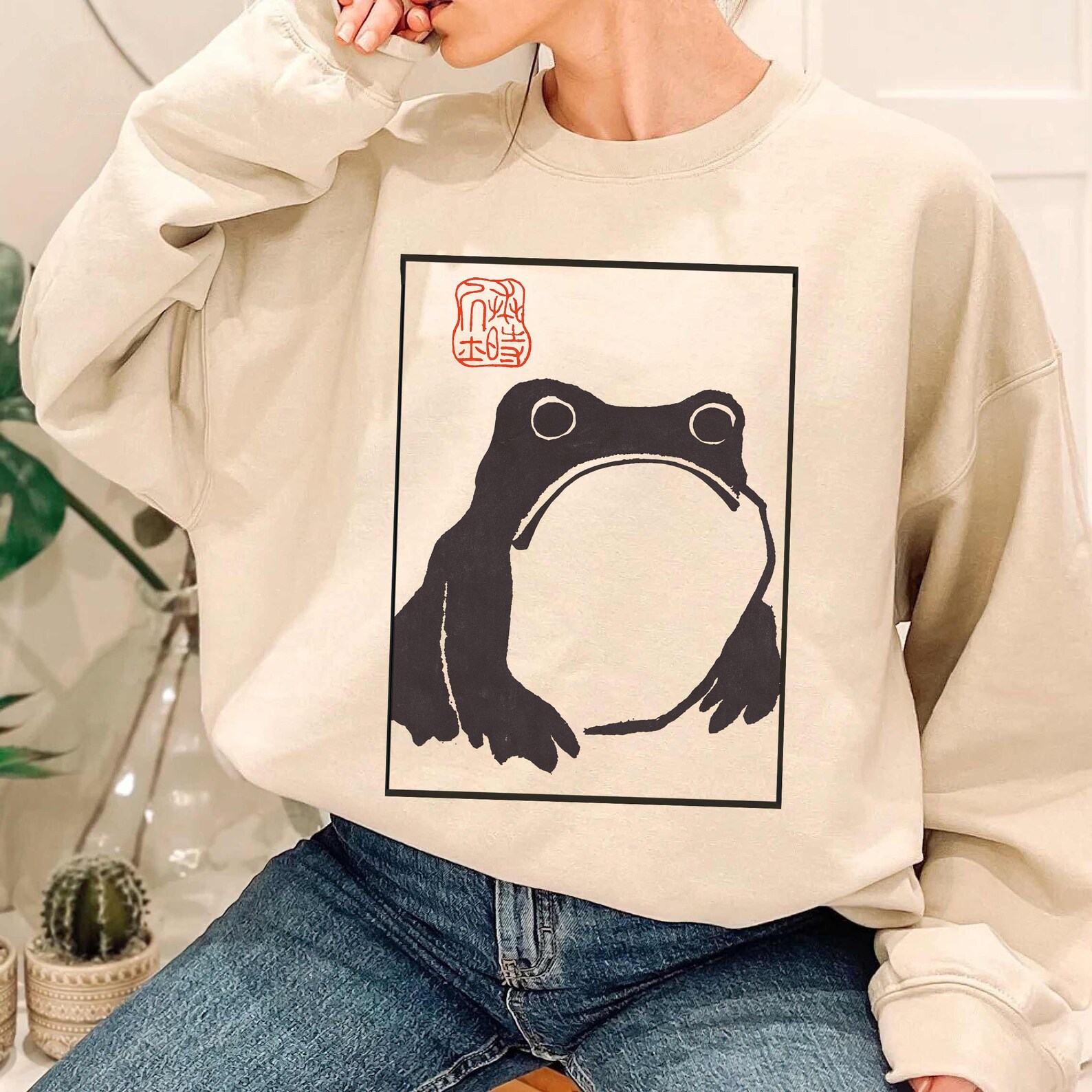 Unimpressed Frog Sweatshirt Japanese Aesthetic By Matsumoto Hoji