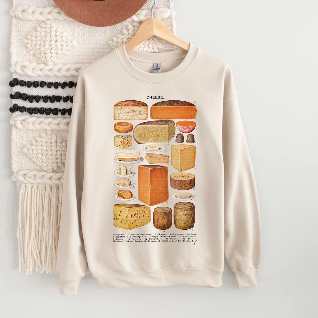 Vintage Cheese Chart Sweatshirt, Cheese Lover Sweatshirt Unisex - Etsy