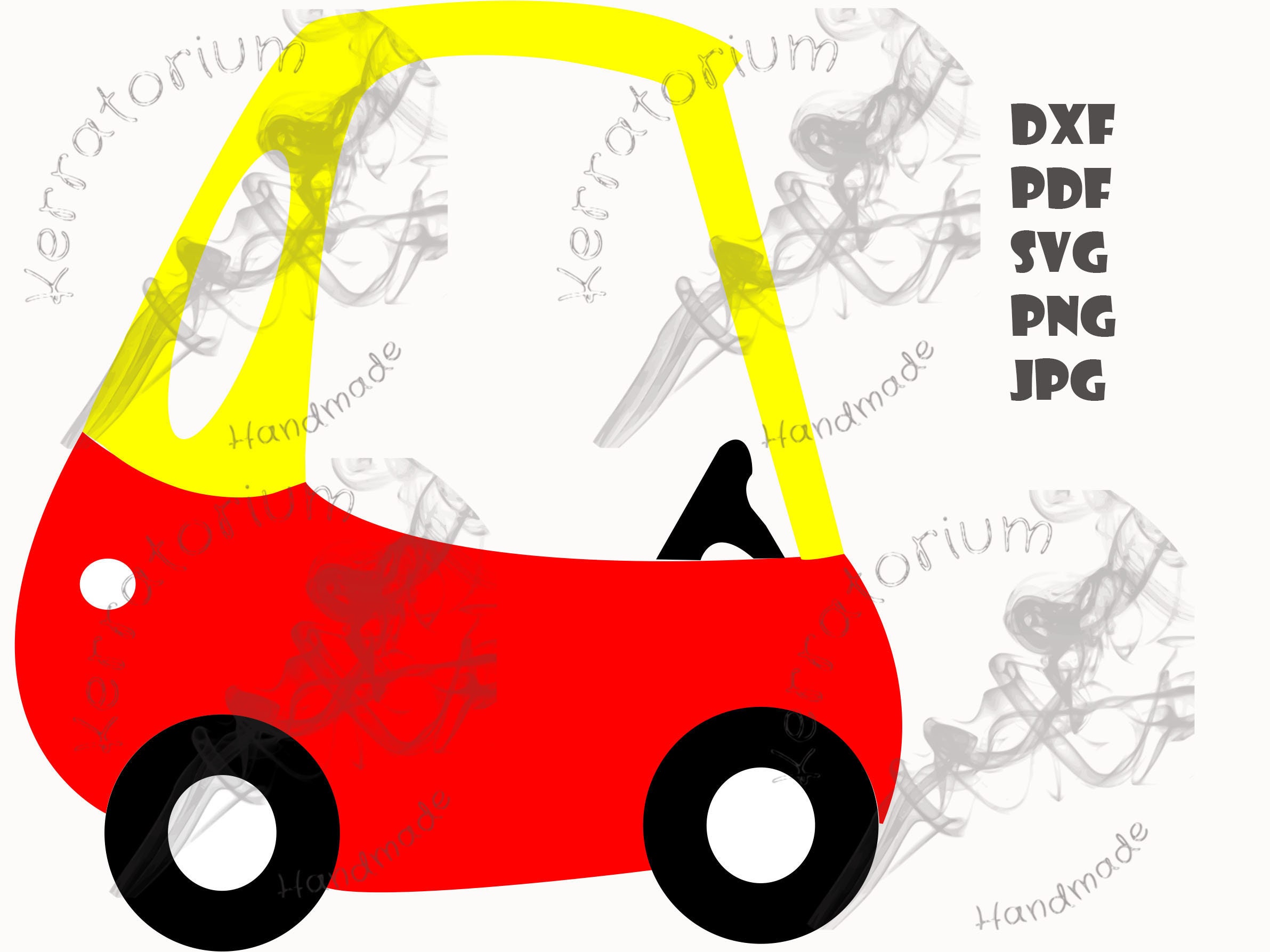 Toddler Car, Cozy Coupe, Red & Yellow Print/cut Files, 6 Formats, Svg ...