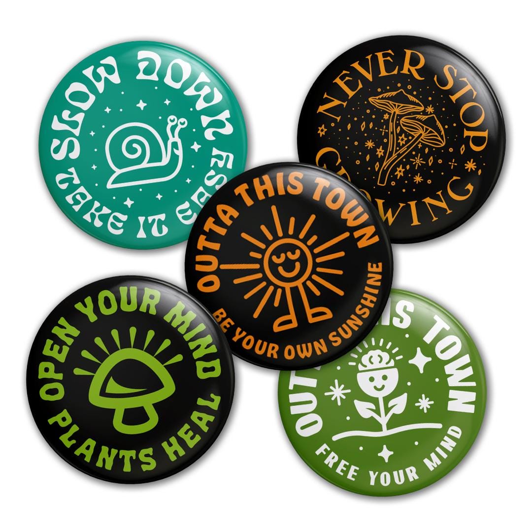 Nature Inspired 25mm Button Badges (pack of 5) - Etsy