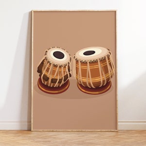 Tabla Art, Music Instrument Art, Desi Art, Indian Wall Art, Retro Art ...