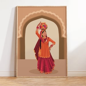 Punjabi Woman Art, Jago Dance Print, Desi Art, Indian Art, Punjabi ...