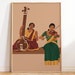 Indian Sisters Playing Violin and Tanpura Art, Desi Art, South Indian ...