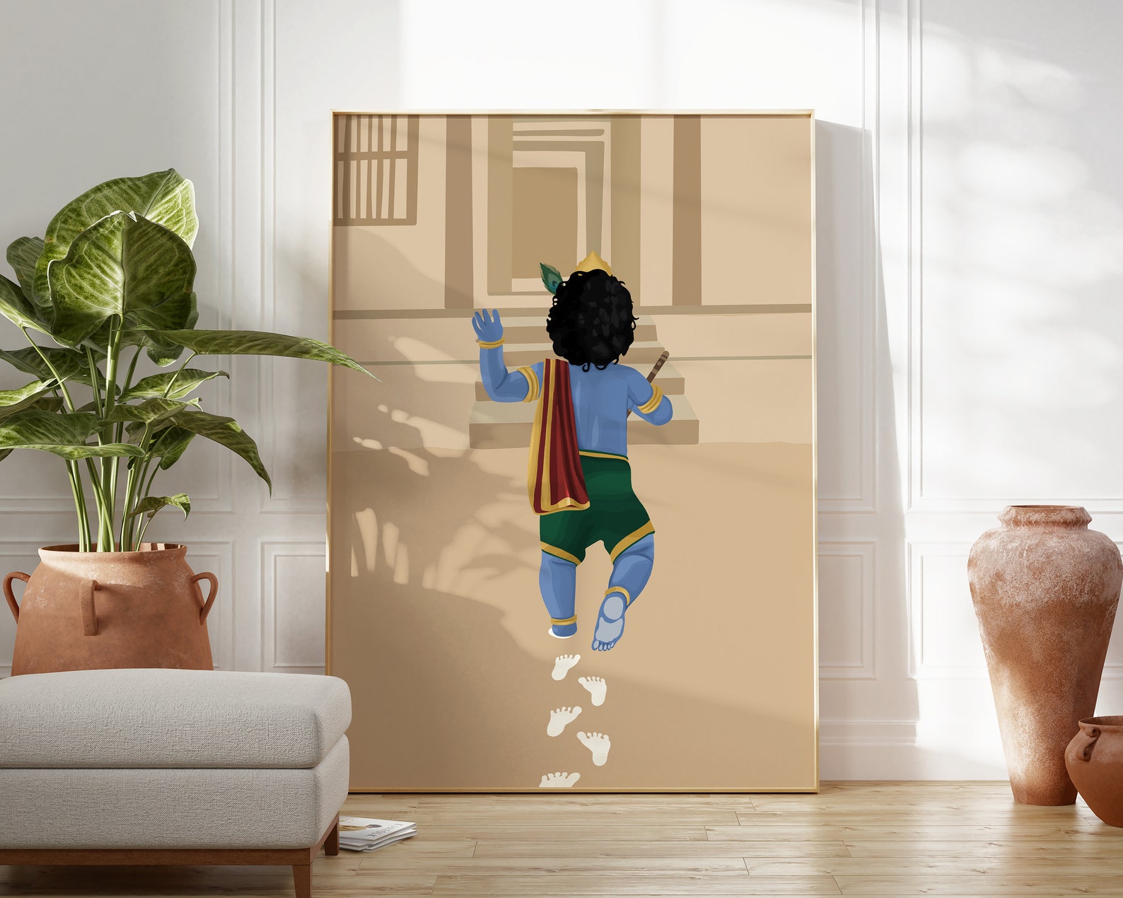 Set of 2 Baby Krishna Art Bala Krishna Walking to Your House - Etsy
