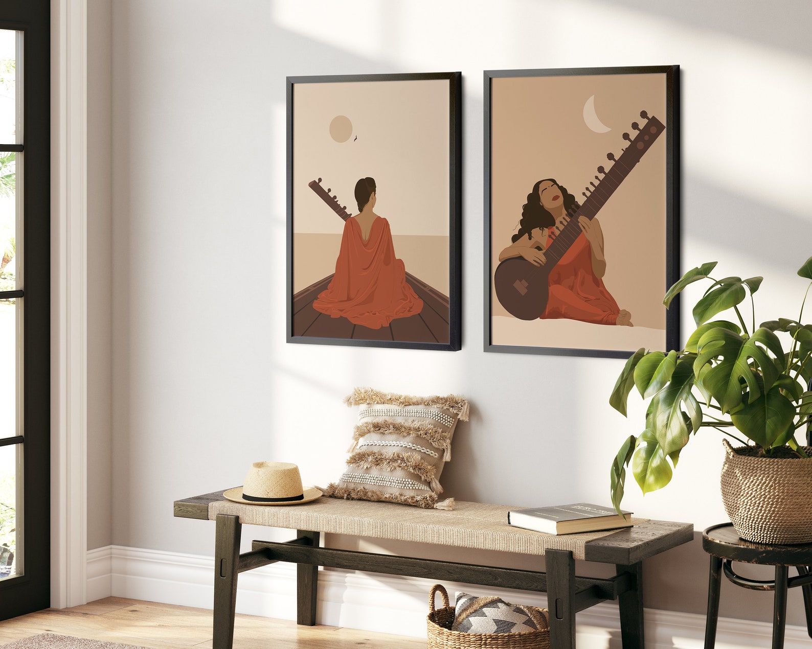 Buy Indian Woman Playing Sitar Art Desi Art Indian Art South Online in ...