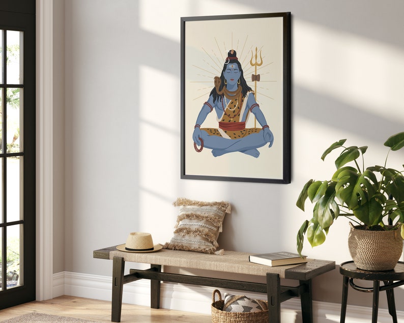 Lord Shiva Art Print, Shiva Wall Art, Hindu God Art, Hindu Artwork ...