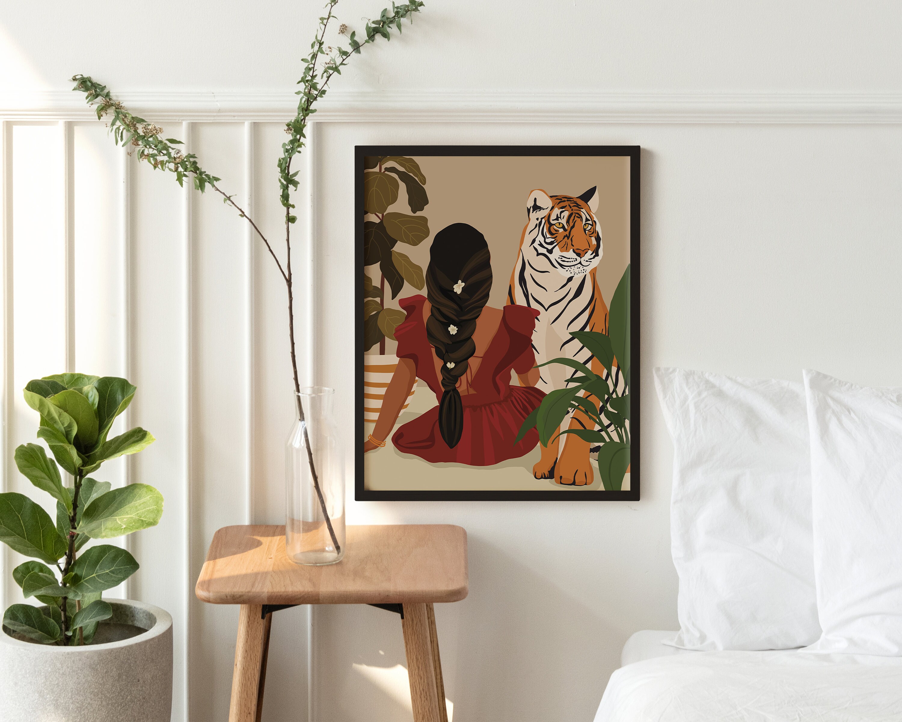 Indian Baddie Art Indian Art Indian Woman With Tiger Art - Etsy UK