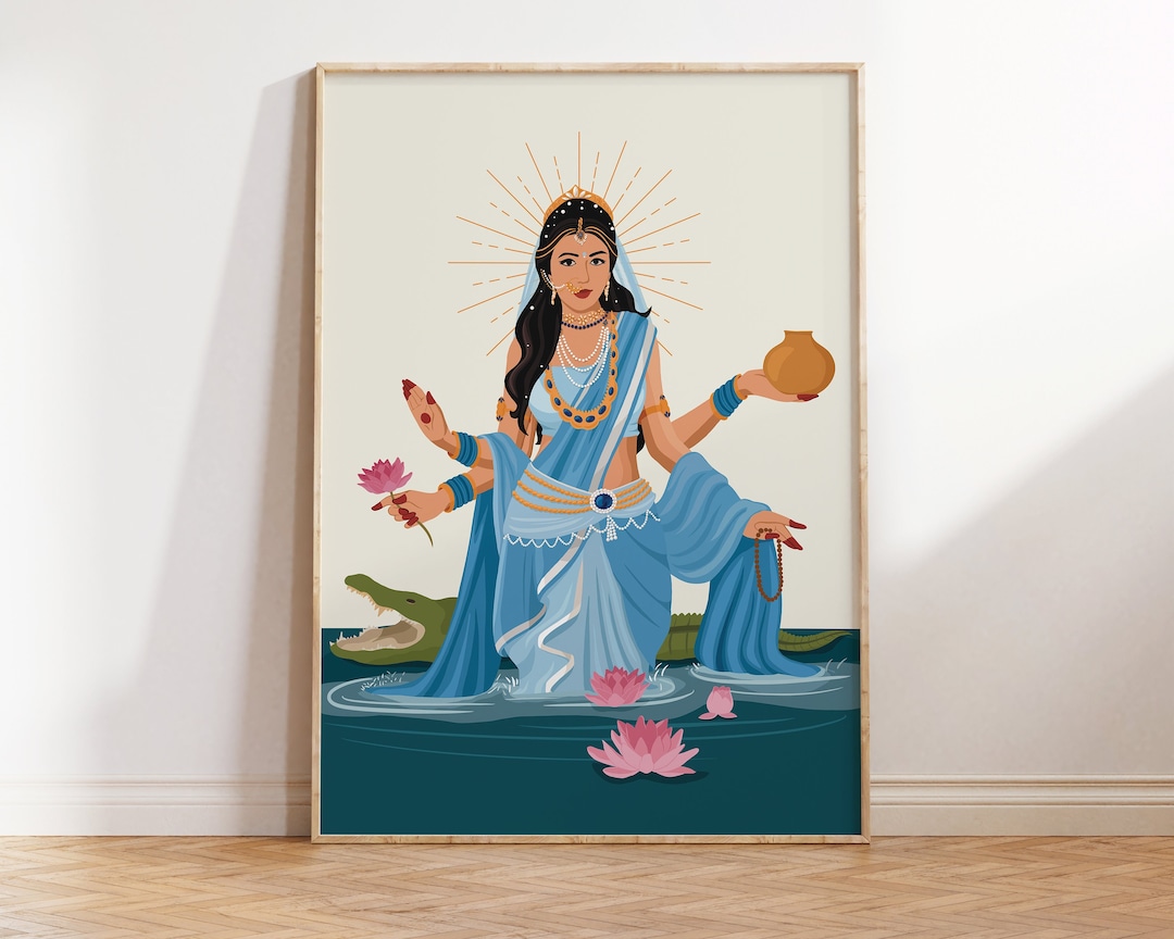 Buy Goddess Ganga Devi Mata on Crocodile Art, Shri Gangaji, Hindu ...