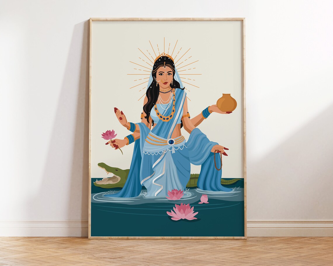 Buy Goddess Ganga Devi Mata on Crocodile Art, Shri Gangaji, Hindu ...