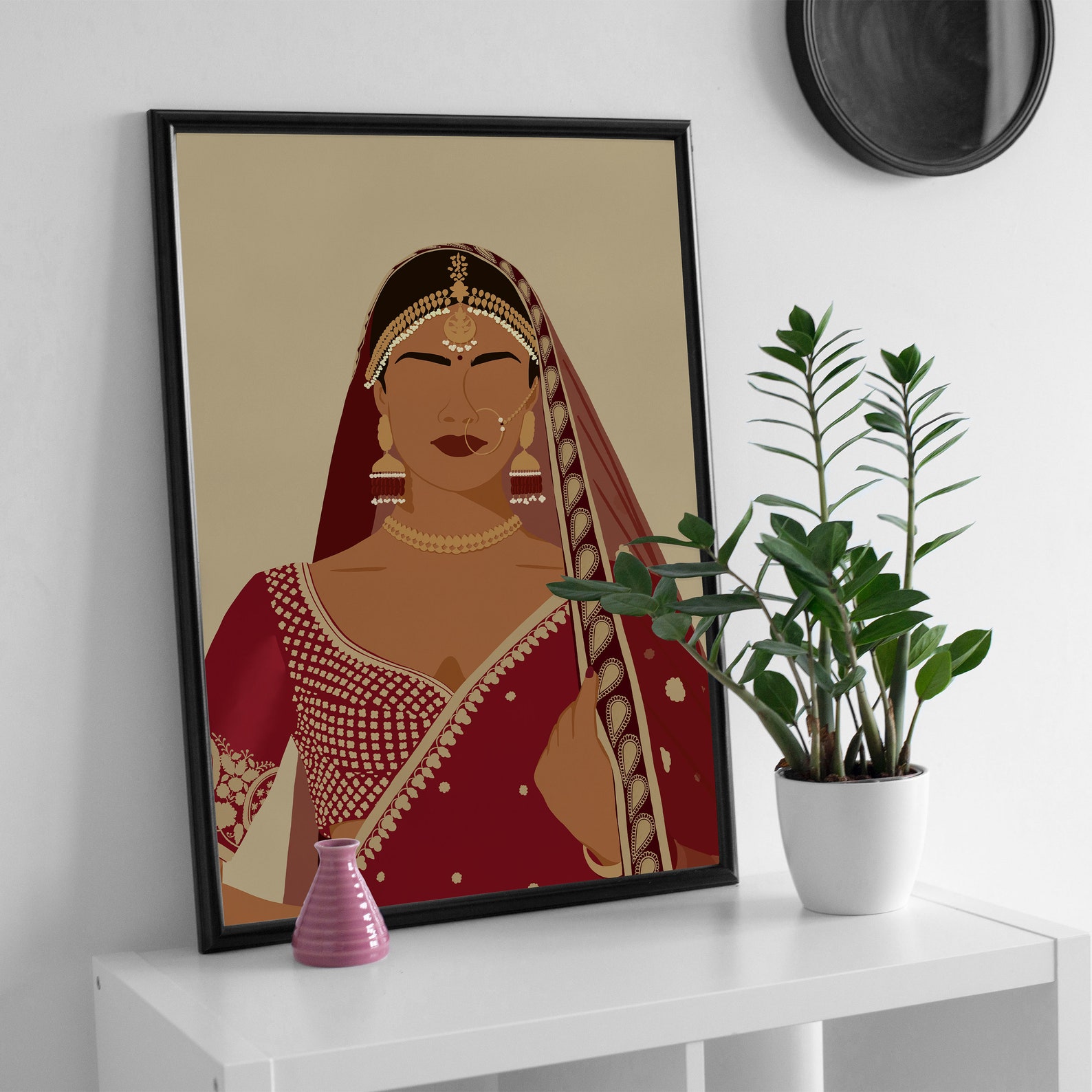 South Asian Bride Art Brown Girl Modern Indian Female Art - Etsy
