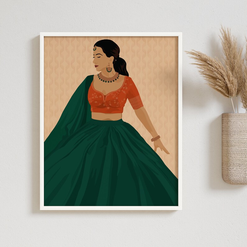 Indian Woman Art Desi Art South Asian South Indian Art - Etsy
