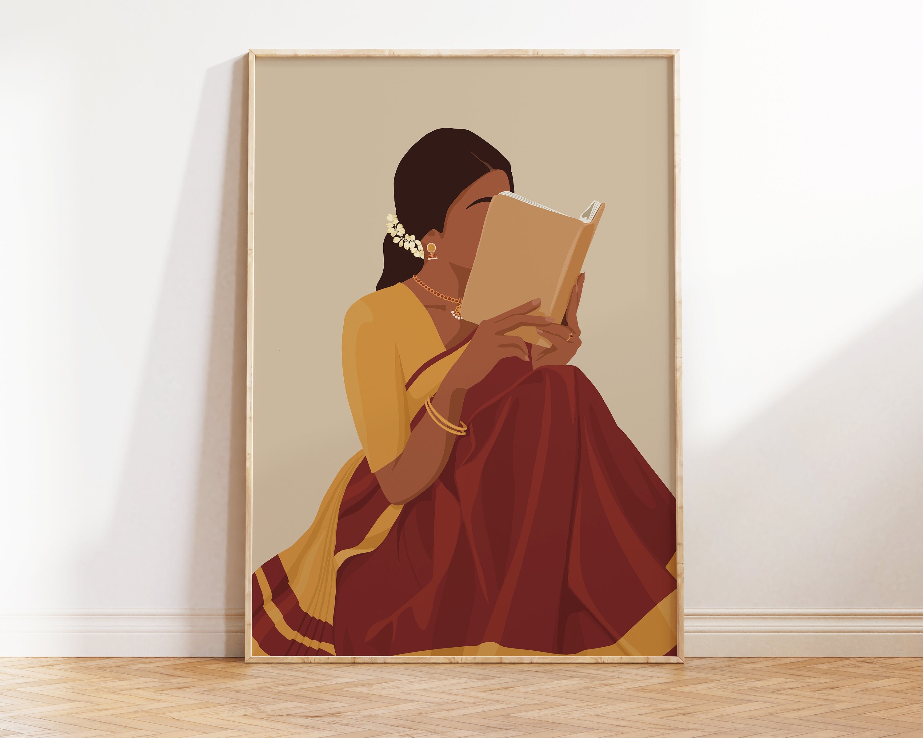 Indian Woman Reading Books