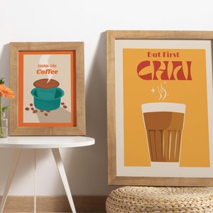 Retro but First Chai - Indian Typograph Art, Vintage Poster, Desi ...