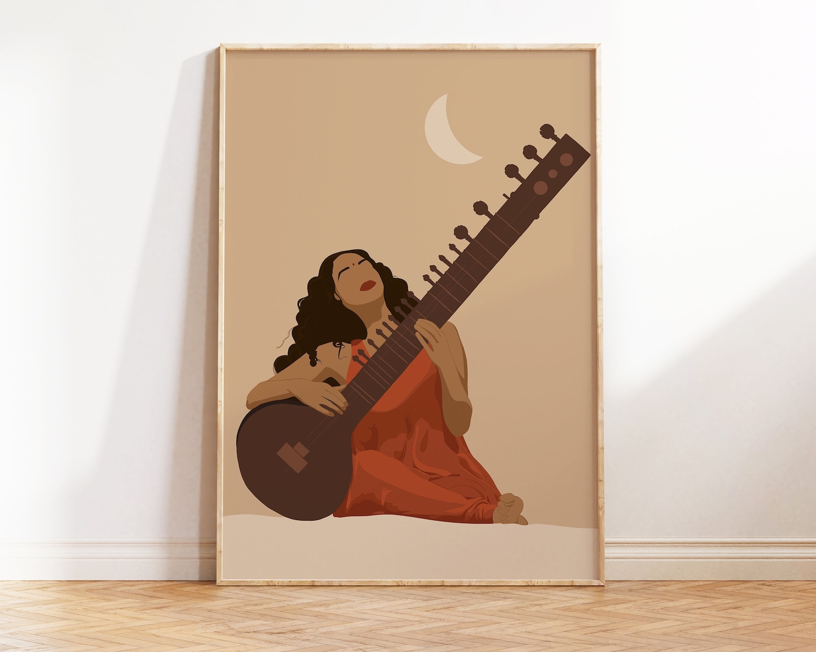 Buy Indian Woman Playing Sitar Art Desi Art Indian Art South Online in ...