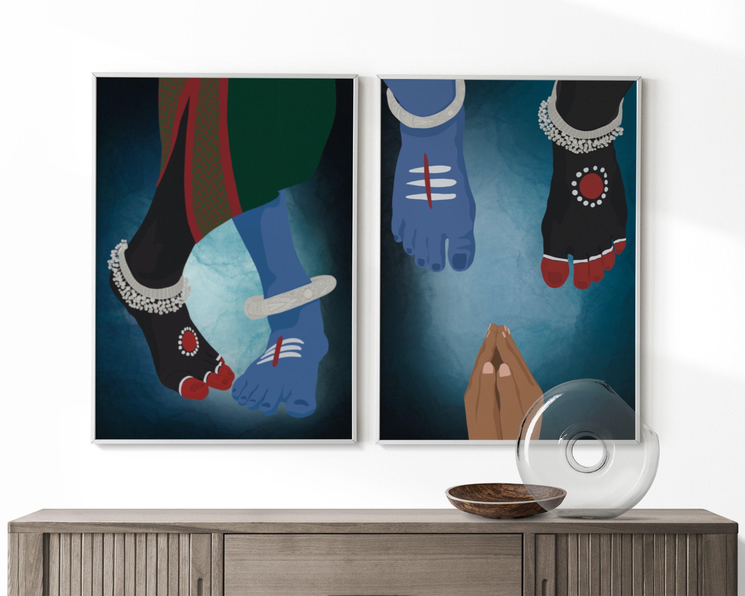 Set of 3 Kali & Shiva Dancing Feet Wall Art Shiva Shakti | Etsy