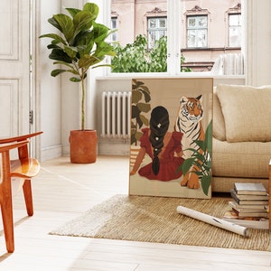 Indian Baddie Art, Indian Art, Indian Woman With Tiger Art, Tiger Print ...