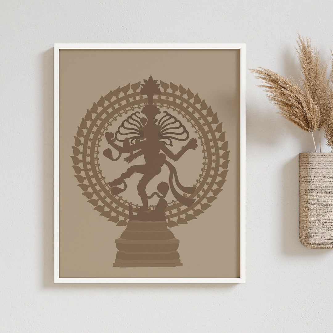 Dancing Shiva Nataraj Art Print, Shiva Natraja Idol Painting, Lord of ...