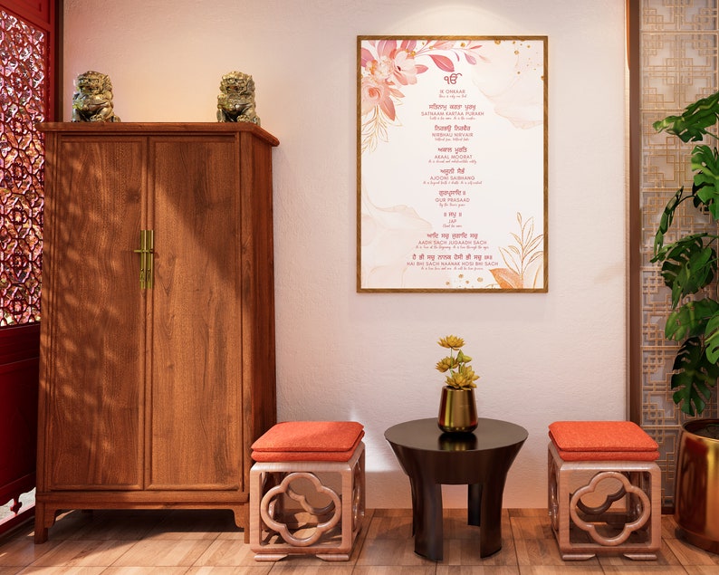 Mool Mantar Art in English Translation and Meaning, Sikh Art ...