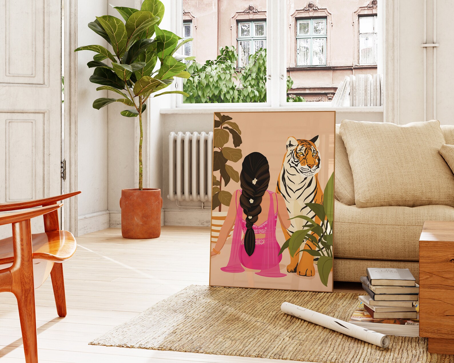 Indian Baddie Art, Indian Art, Indian Woman With Tiger Art, Tiger Print ...