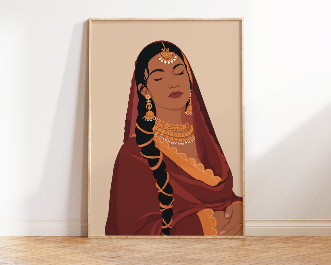 Punjabi Woman in Suit Art, Punjabi Art, Desi Art, Indian Wall Art ...