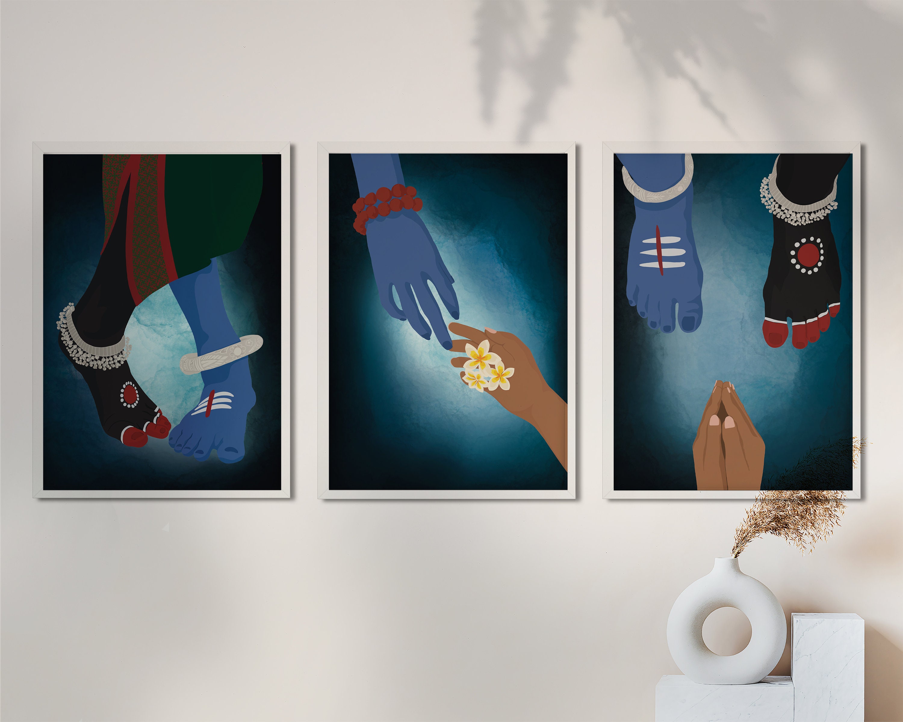 Set of 3 Kali & Shiva Dancing Feet Wall Art Shiva Shakti | Etsy