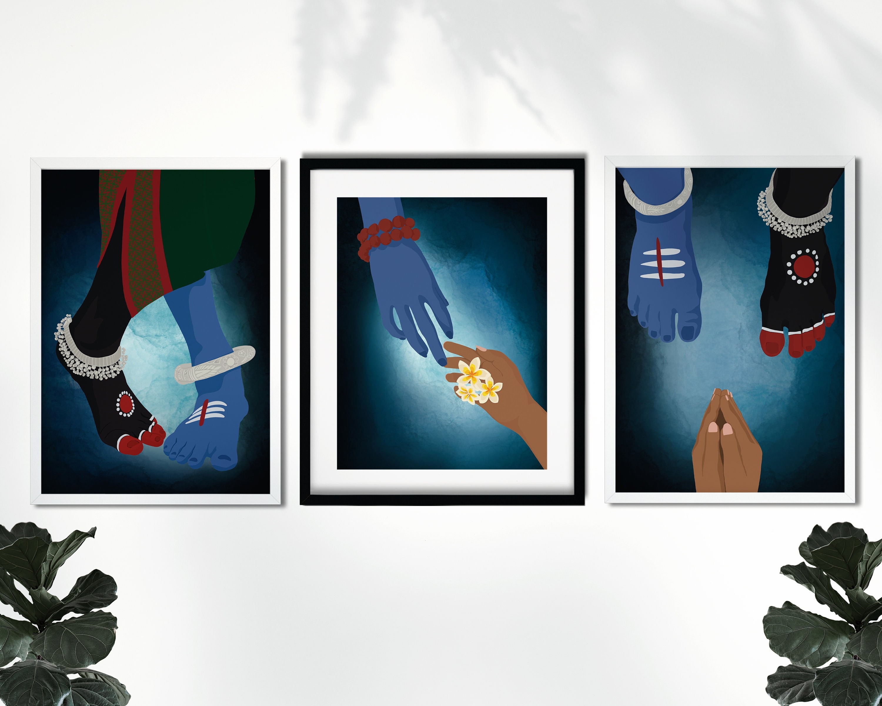 Set of 3 Kali & Shiva Dancing Feet Wall Art Shiva Shakti | Etsy