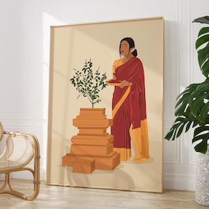 Tulsi Pooja Art, Tulsi Plant Art, Desi Art, Tamil Art, South Indian ...