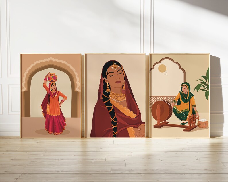 Punjabi Woman in Suit Art, Punjabi Art, Desi Art, Indian Wall Art ...