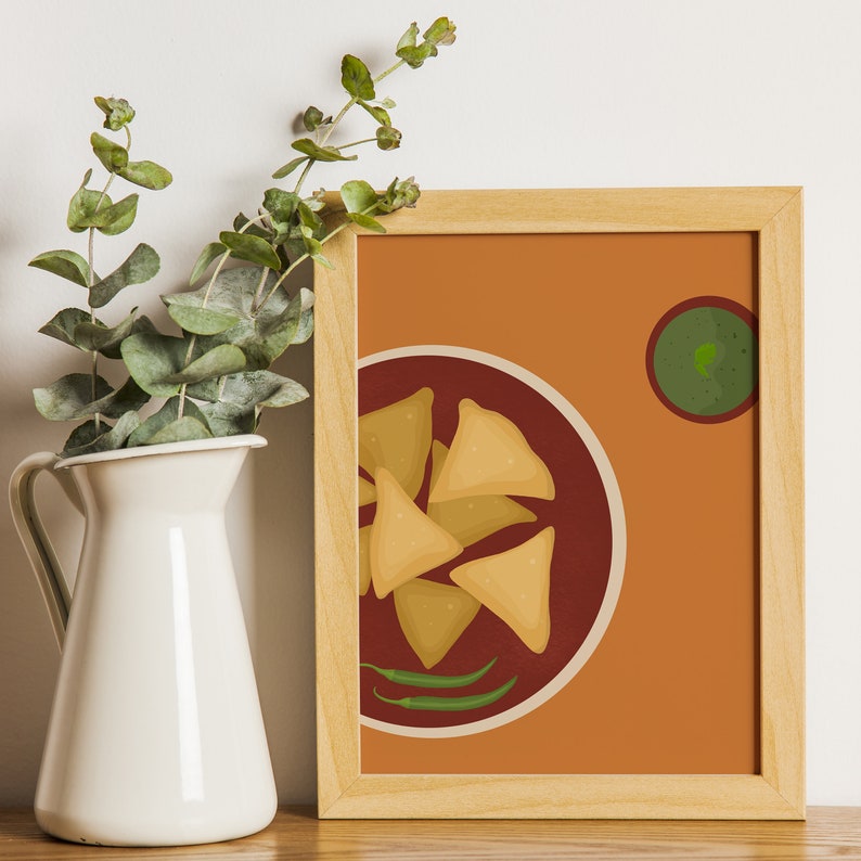 Samosa Art Modern Asian Kitchen Decor Pop Art India Food | Etsy