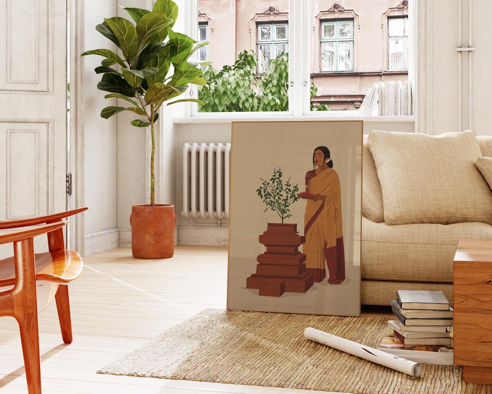 Tulsi Pooja Art, Tulsi Plant Art, Desi Art, Tamil Art, South Indian ...