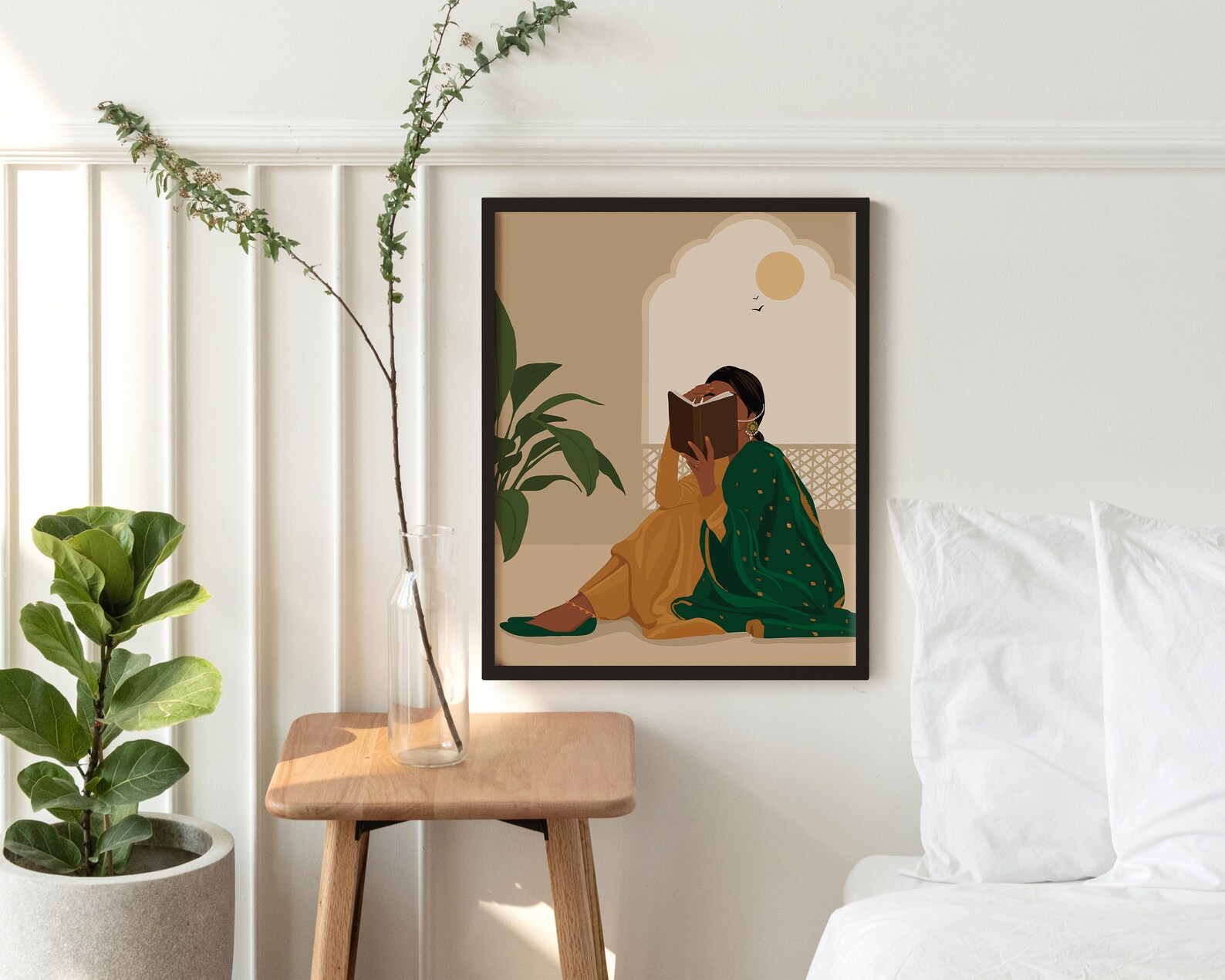 Indian Women in Suit Reading Book Art Indian Art Desi Art - Etsy