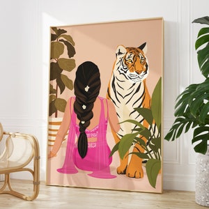 Indian Baddie Art, Indian Art, Indian Woman With Tiger Art, Tiger Print ...