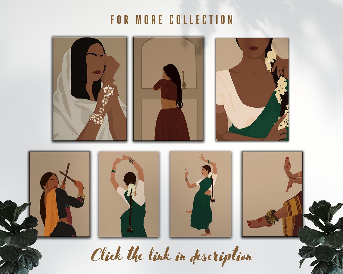 Desi Art Modern Indian Woman in Saree Art Brown Girl Art | Etsy