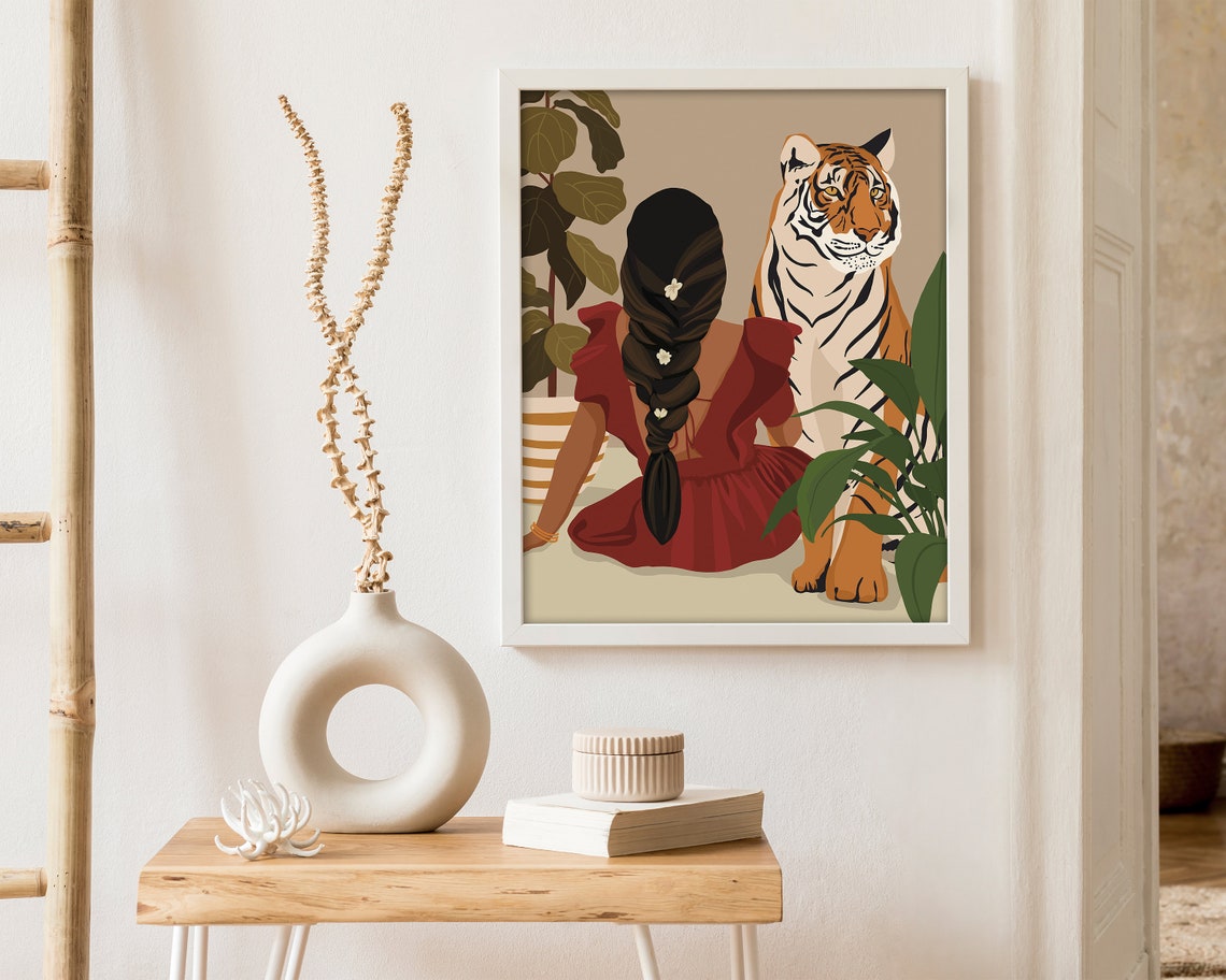 Indian Baddie Art Indian Art Indian Woman With Tiger Art - Etsy