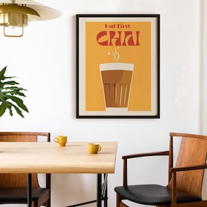Retro but First Chai - Indian Typograph Art, Vintage Poster, Desi ...
