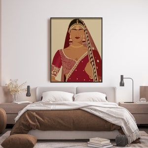 South Asian Bride Art, Brown Girl, Modern Indian Female Art, Desi Art ...