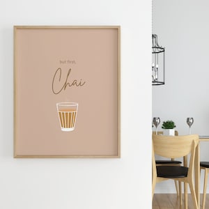 But First Chai - Indian Typography Digital Print, Desi Art, Kitchen ...