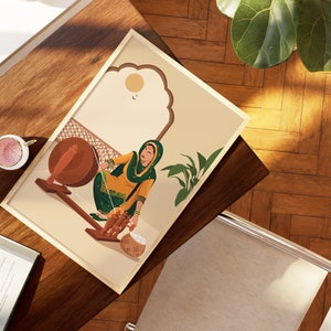 Punjabi Art, Charkha Spinning Art Print, South Asian Ethnic Home Decor ...