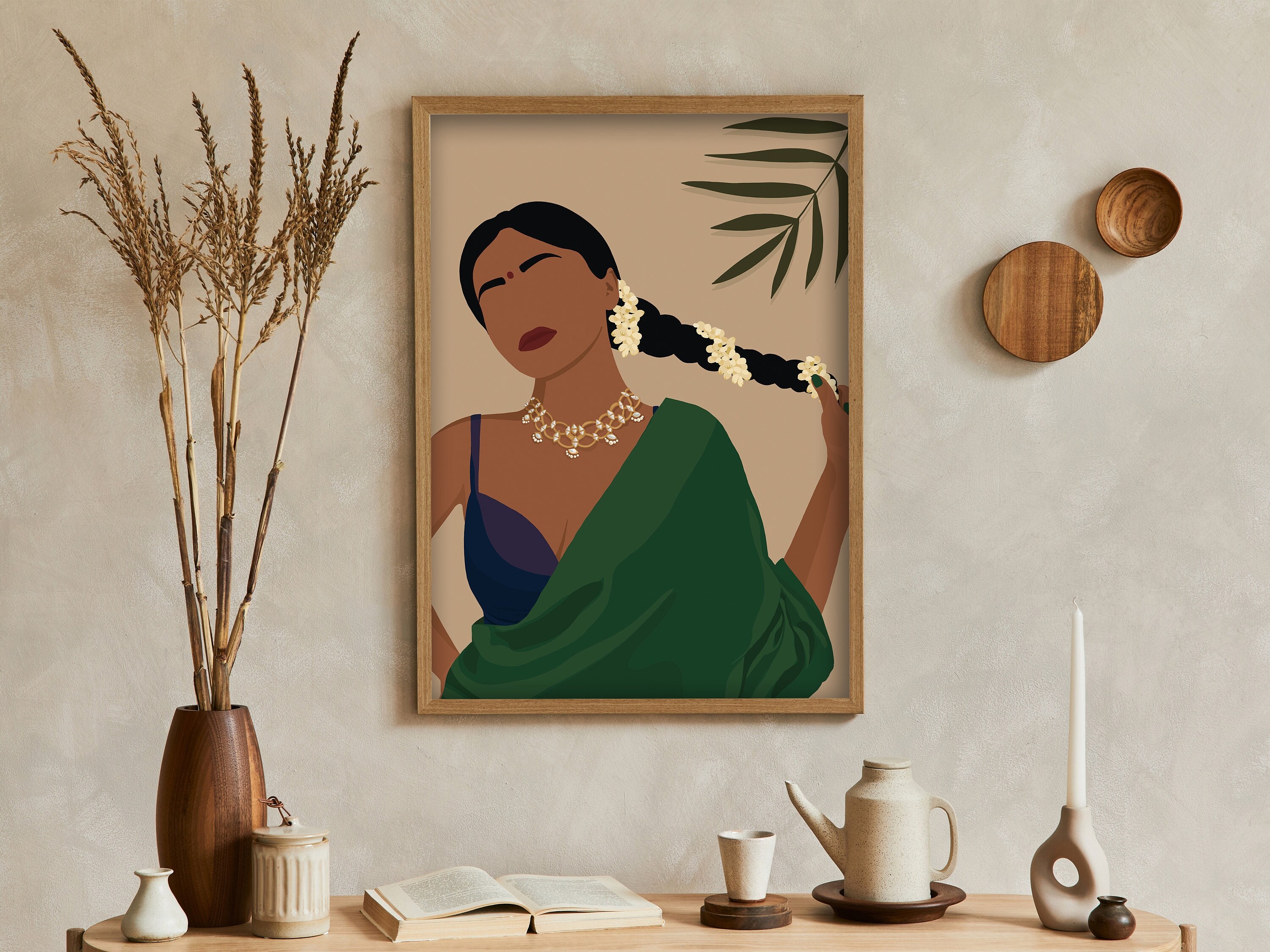 Desi Art Modern Indian Woman in Saree Art Brown Girl Art | Etsy