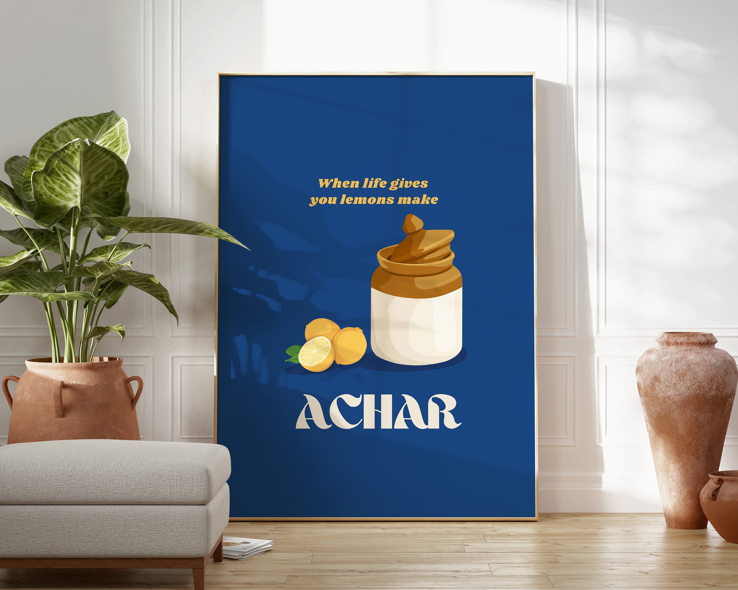 When Life Gives You Lemons Make Achar Print, Desi Art, Kitchen & Dining ...