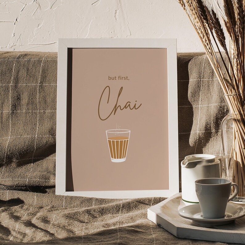 But First Chai Indian Typography Digital Print Desi Art - Etsy