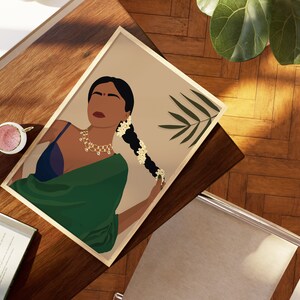 Desi Art, Modern Indian Woman in Saree Art, Brown Girl Art, South Asia ...