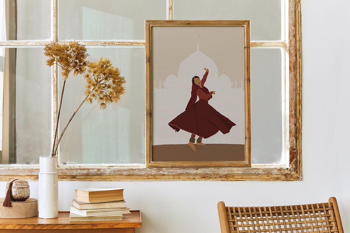 Kathak Dance at Taj Mahal Poster, Brown Girl Art, Desi Art, South Asian ...