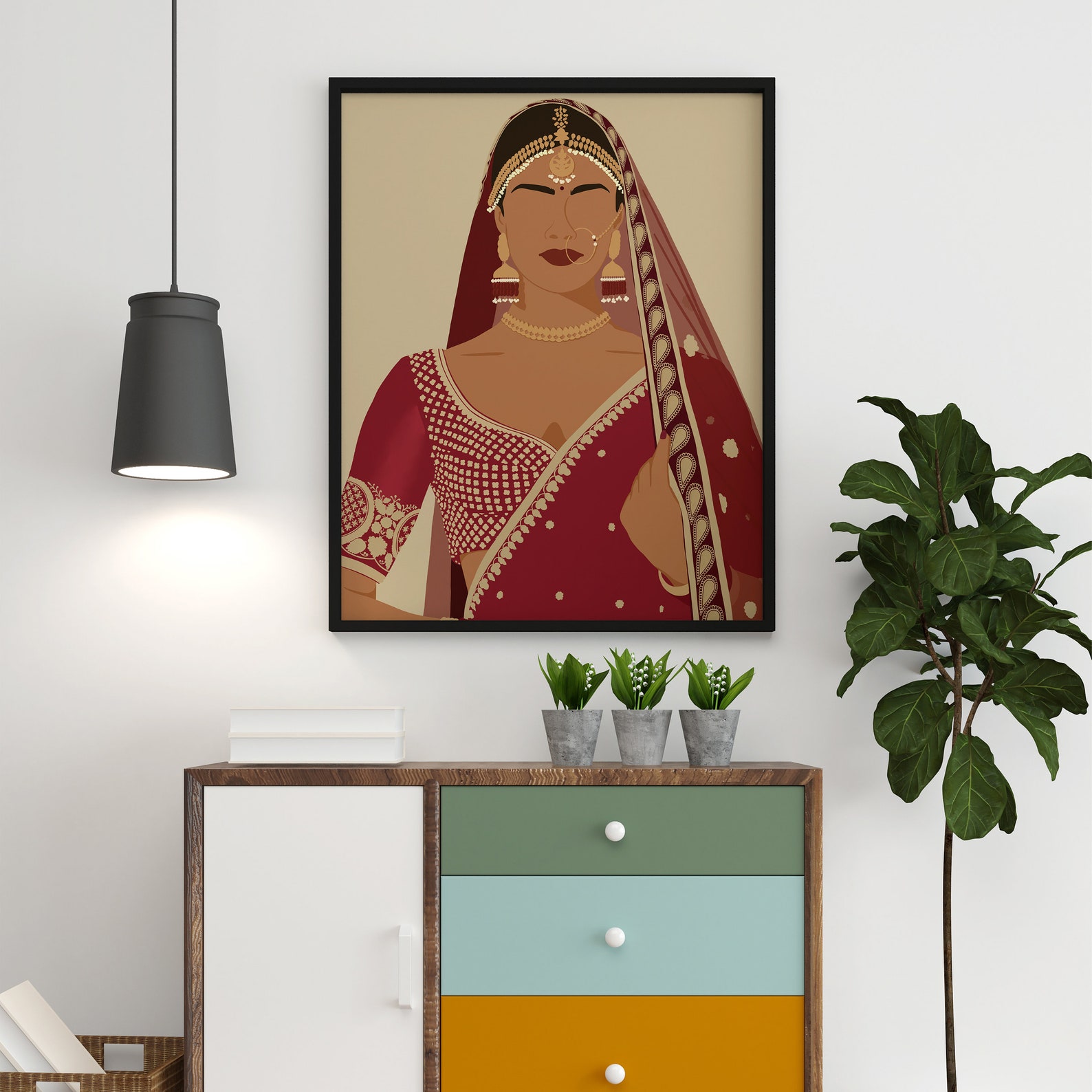 South Asian Bride Art, Brown Girl, Modern Indian Female Art, Desi Art ...