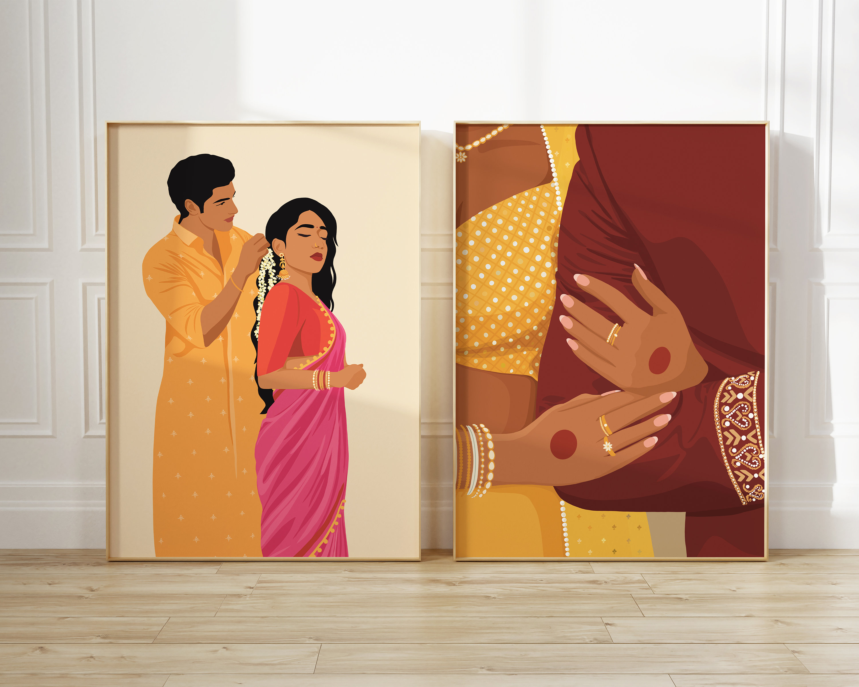 Indian Couple Art, Indian Wedding Couple, Indian Bride and Groom ...