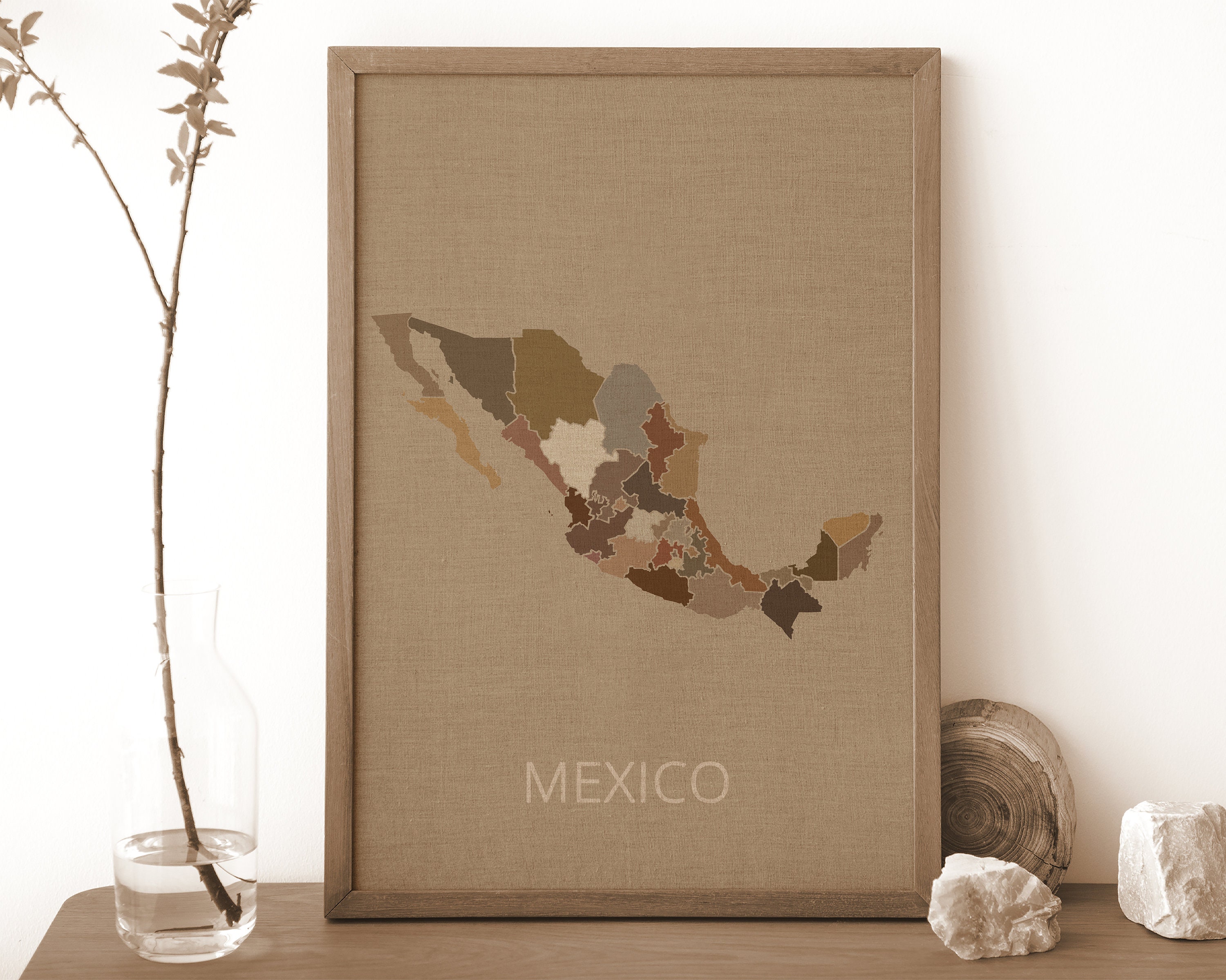 Mexico Map, Country Map of Mexico Art Print, Diversity Map, Topography ...