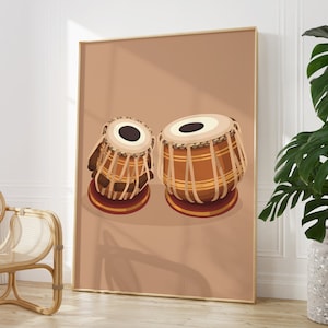 Tabla Art, Music Instrument Art, Desi Art, Indian Wall Art, Retro Art ...